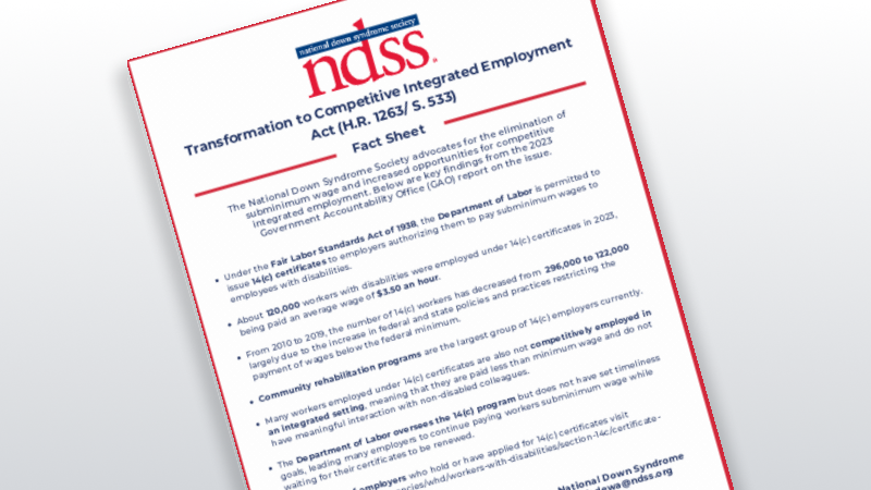 Ending Subminimum Wage Toolkit | National Down Syndrome Society (NDSS)